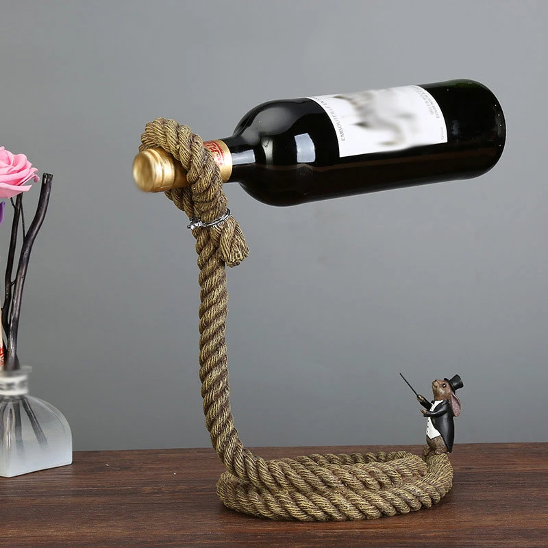 Unique-Rope-Floating-Wine-Holder-Nordic-Creative-Resin-Sculpture-Wine ...