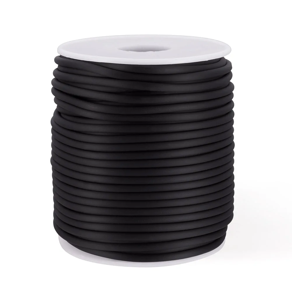 Solid Black PVC Tubular Rubber Cord No Hole Jewelry Findings for DIY ...