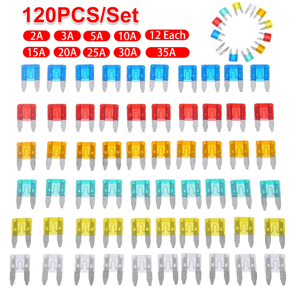 60-120pcs-Auto-Car-Truck-Mini-Fuse-Blade-5A-10A-15A-20A-25A-30A-Mixed ...