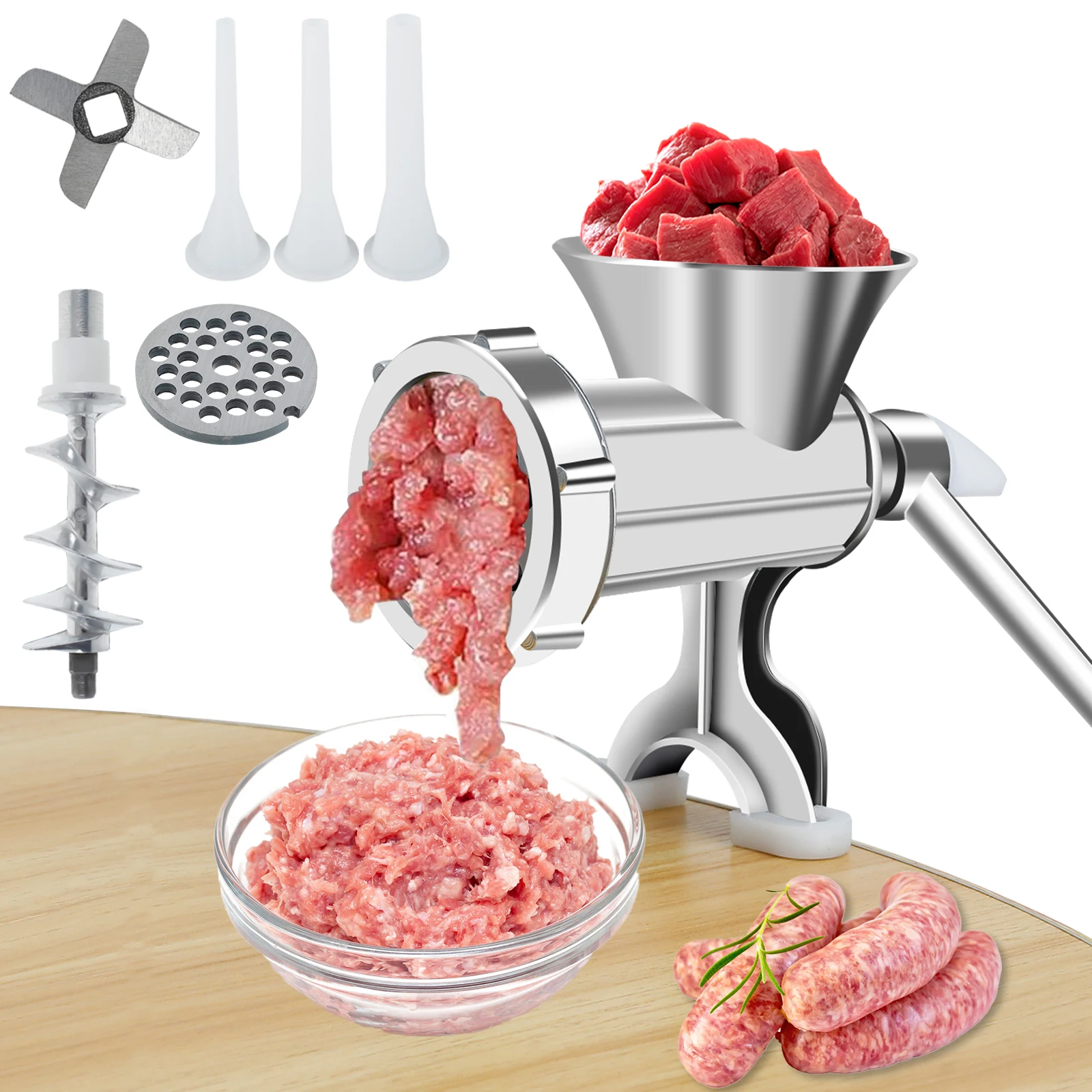 Manual Meat Grinder Table Mount Pork Mincer for Homemade Hamburger ...