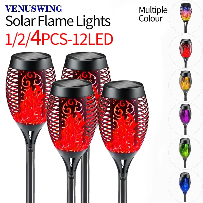 1-2-4-Solar-Flame-Lights-Outdoor-Waterproof-Flame-Flickering-Lamp-LED ...