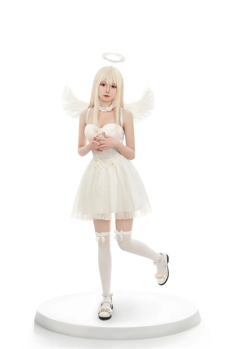White-Demon-Angel-Cosplay-Costume-Masquerade-Woman-Devil-Dress-with ...