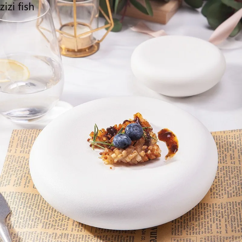 White-Ceramic-Tableware-Dinner-Plate-Cooking-Plate-Steak-Plates-Sashimi ...