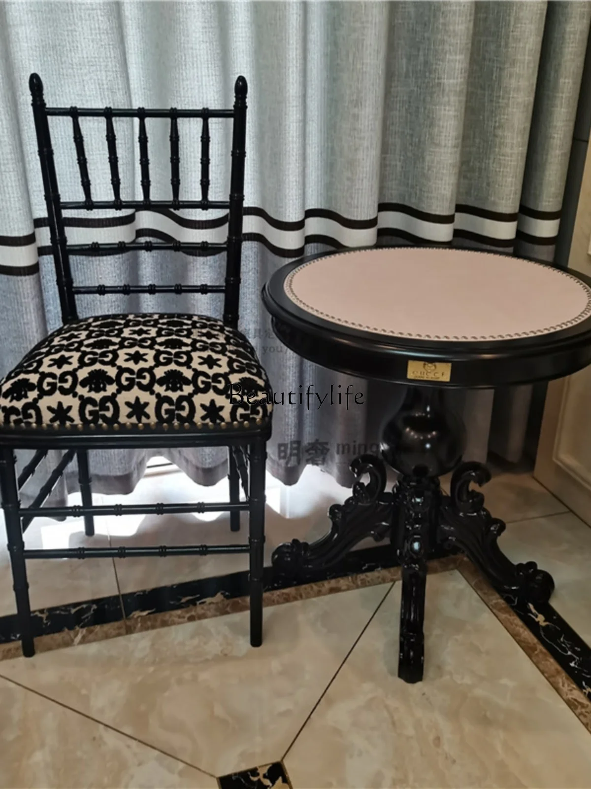 High-End-Custom-European-French-New-Classical-Beech-Solid-Wood-round ...