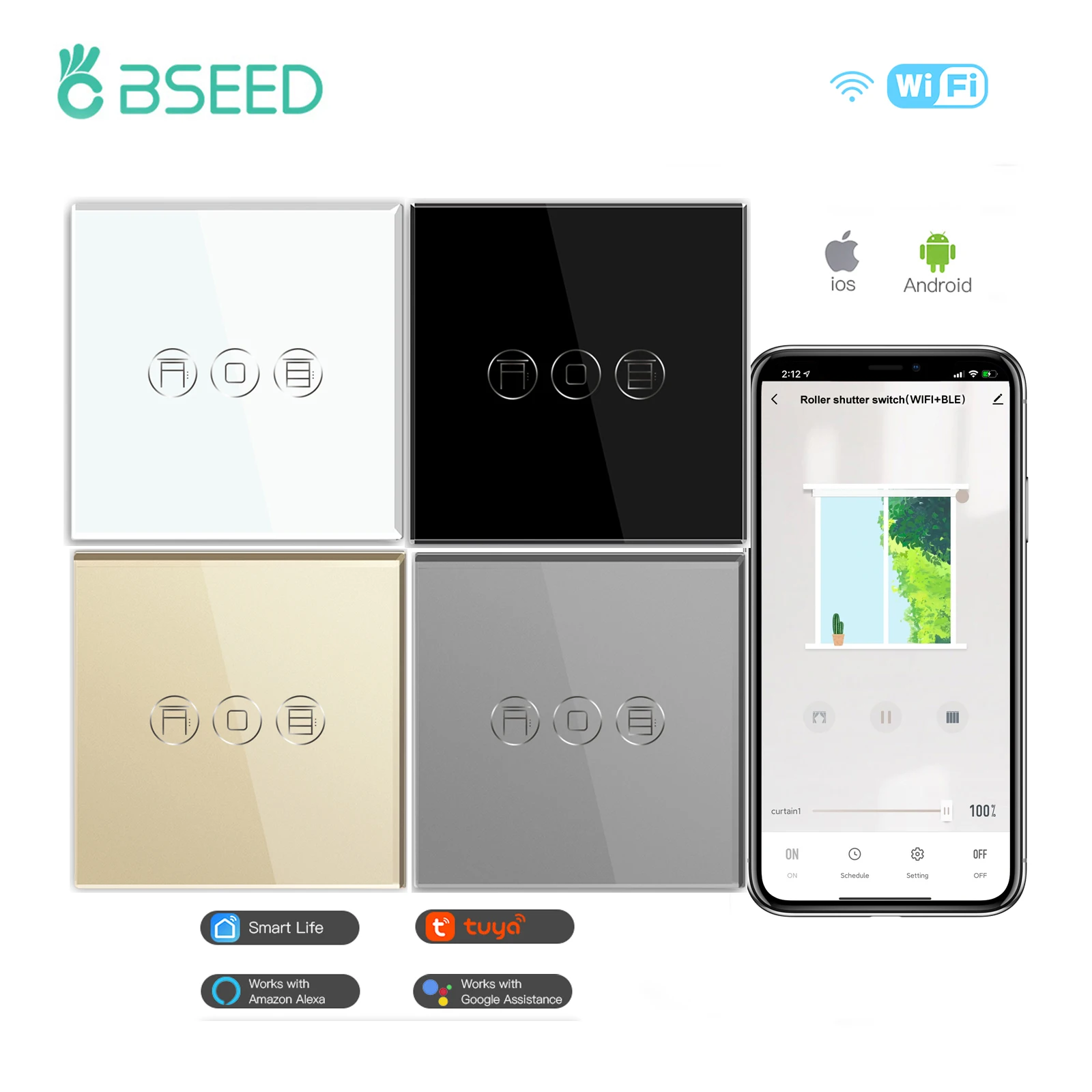 Bseed-Commutateurs de stores WiFi Tuya Smart Life, interrupteur de ...