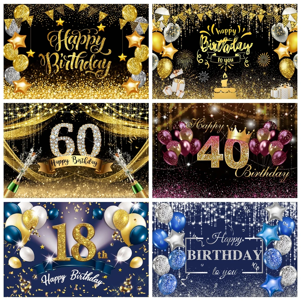 Adult-Happy-Birthday-Party-Decor-Backdrop-for-Women-Men-Gold-Glitter ...