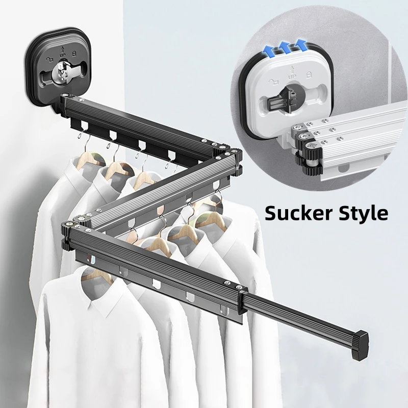 Suction-Cup-Clothes-Hanger-Indoor-Retractable-Cloth-Drying-Rack-Space ...