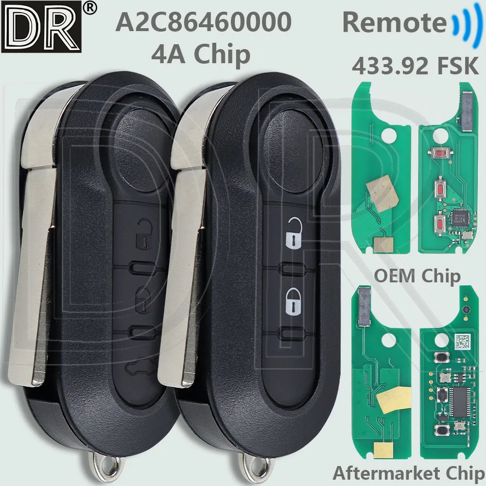 Chip DR 4A 433,92 FSK FCCID:A2C 86460000 Llave remota de coche abatible ...