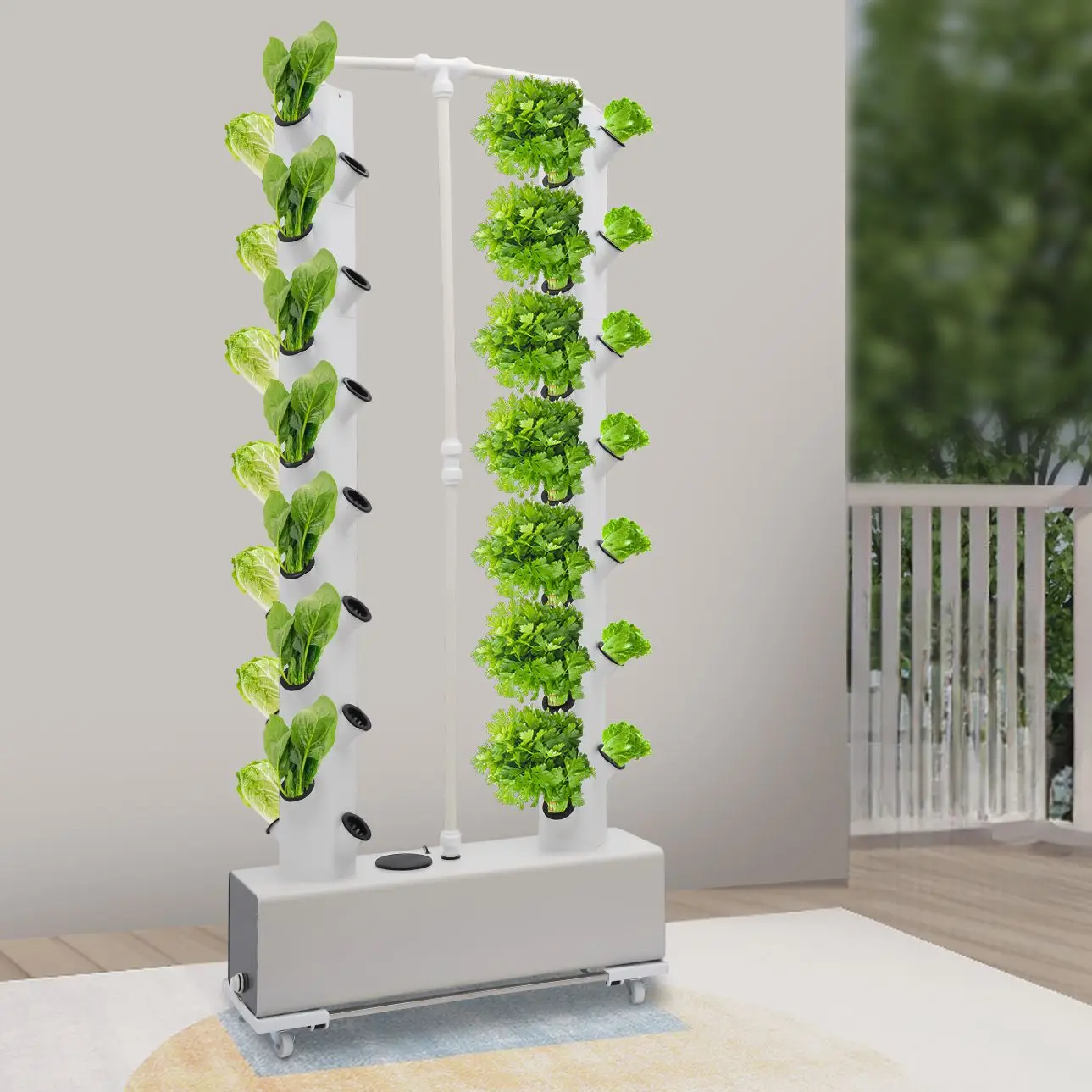 56 Holes Hydroponics Vertical Growing Kit with 4 Wheels 30L Water Tank ...