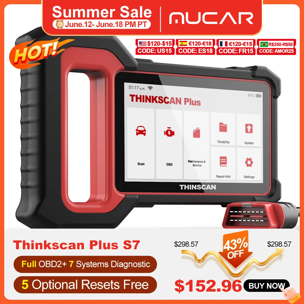 Thinkcar Thinkscan Plus S7/s4 Obd2 Scanner Car Diagnostic Tools ...