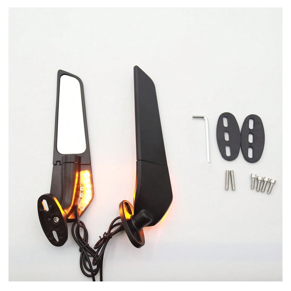 1 pair of universal motorcycle wing rearview mirror rear spoilers with ...