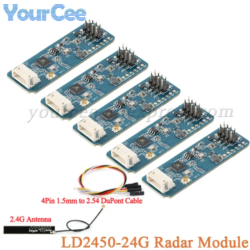 5pcs-1pc-LD2450-24G-MM-Wave-Human-Body-Motion-Tracking-Trajectory-Radar ...