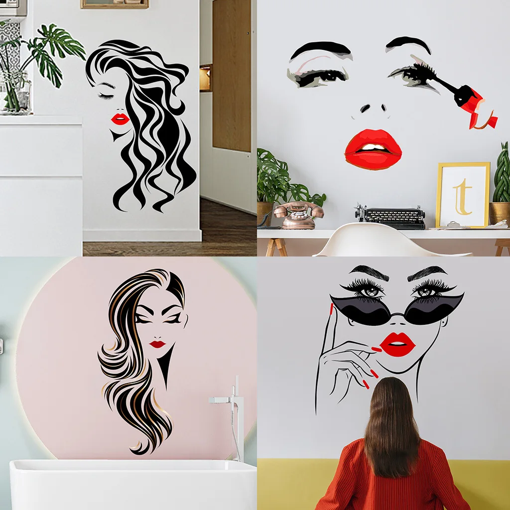 Female-Face-Beauty-Wall-Stikers-Beauty-Studio-Room-Decorative-Sticker ...