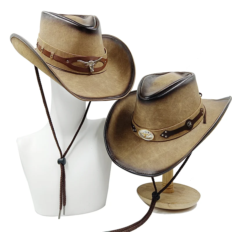 30Stlye-Sombrero-de-vaquero-occidental-para-Hombre-gorros-de-Cuero-100 ...