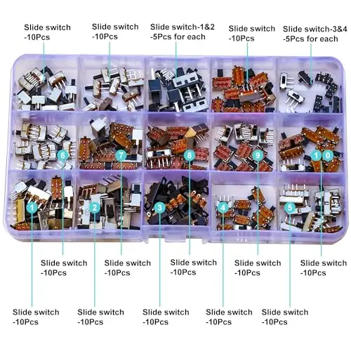 Slide Switch Assorted Kit Mini Micro PCB Panel Slide Switch 2Pin 3Pin ...