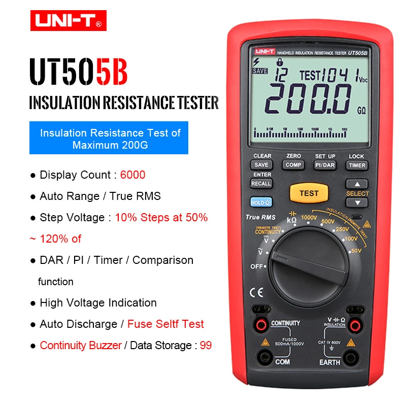 UNI-T-UT505B-UT505A-Handheld-Insulation-Resistance-Tester-1000V-Auto ...