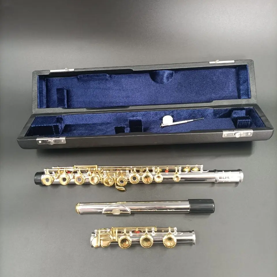 Japan-YFL-481-Silver-Gold-Flute-Musical-Instrument-Flute-17-Key-Open ...