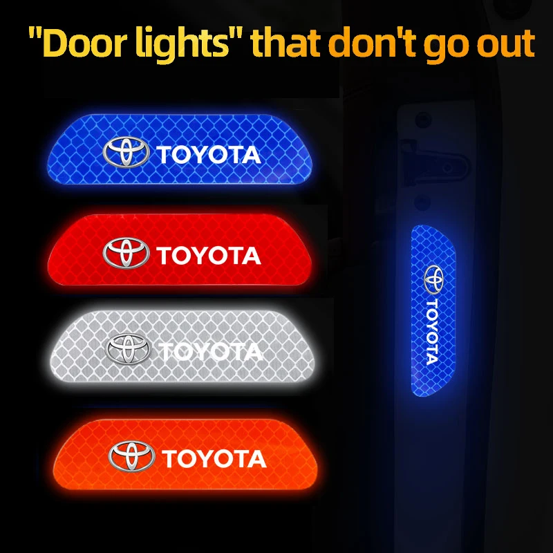 Toyota Car Door Reflective Sticker Night Light Warning Decal For Toyota ...