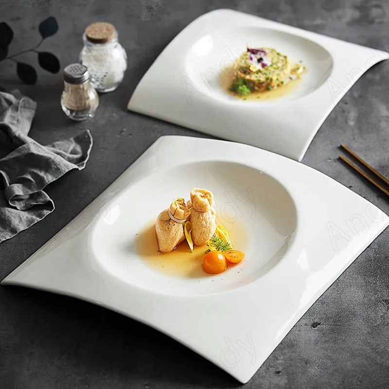Modern-Ceramic-Plate-White-Square-Decor-Tabletop-Fruit-Salad-Plate ...