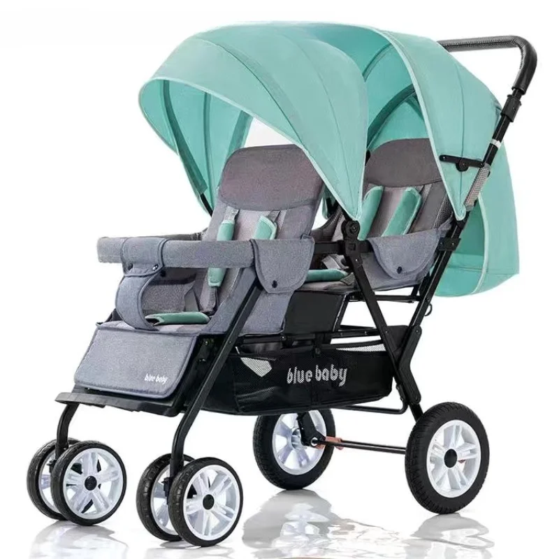 Grande-poussette-double-avec-double-frein-l-g-re-pliable-et-portable-si ...
