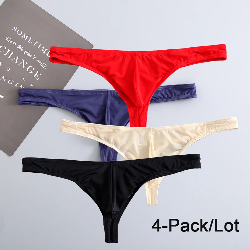 4Pcs-Mens-thongs-underwear-and-G-strings-sexy-briefs-boxers-4-Pack-silk ...