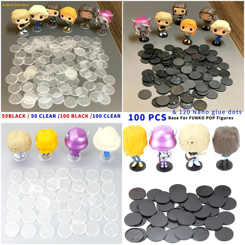 Lote 40mm transparente/preto expositor bases para funko pop estatueta ...