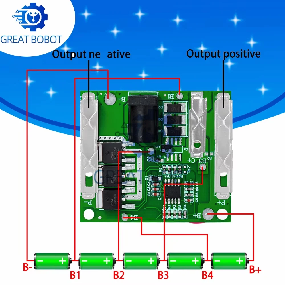 1~10PCS 5S Li-Ion BMS Protection Board 18V-21V 20A Continuous Discharge ...