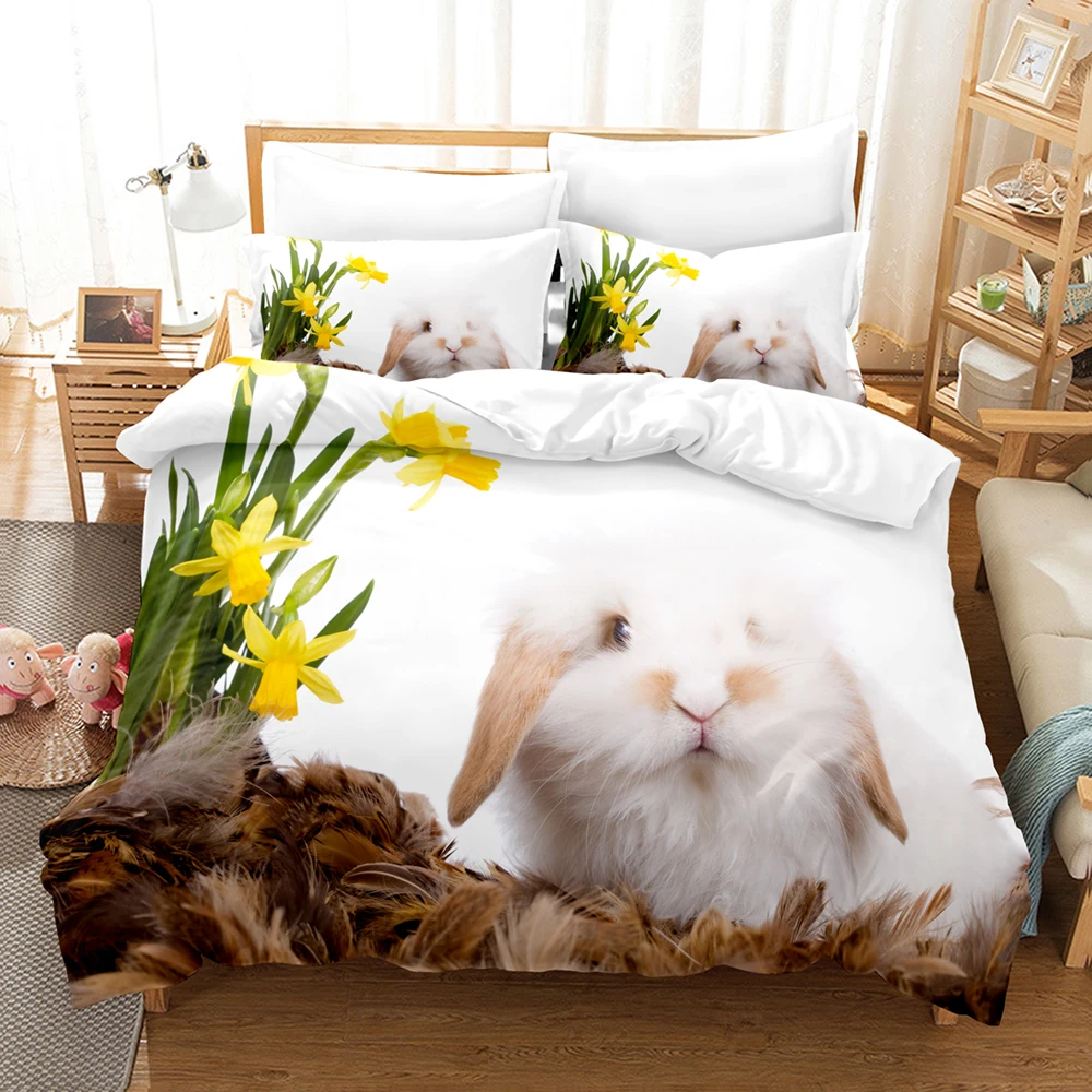 3DThe Rabbit Bedding Sets Duvet Cover Set With Pillowcase Twin Full ...