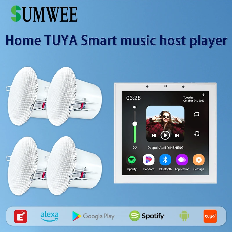 4 Inch Android 11 Tuya Smart home bluetooths audio Background Music ...