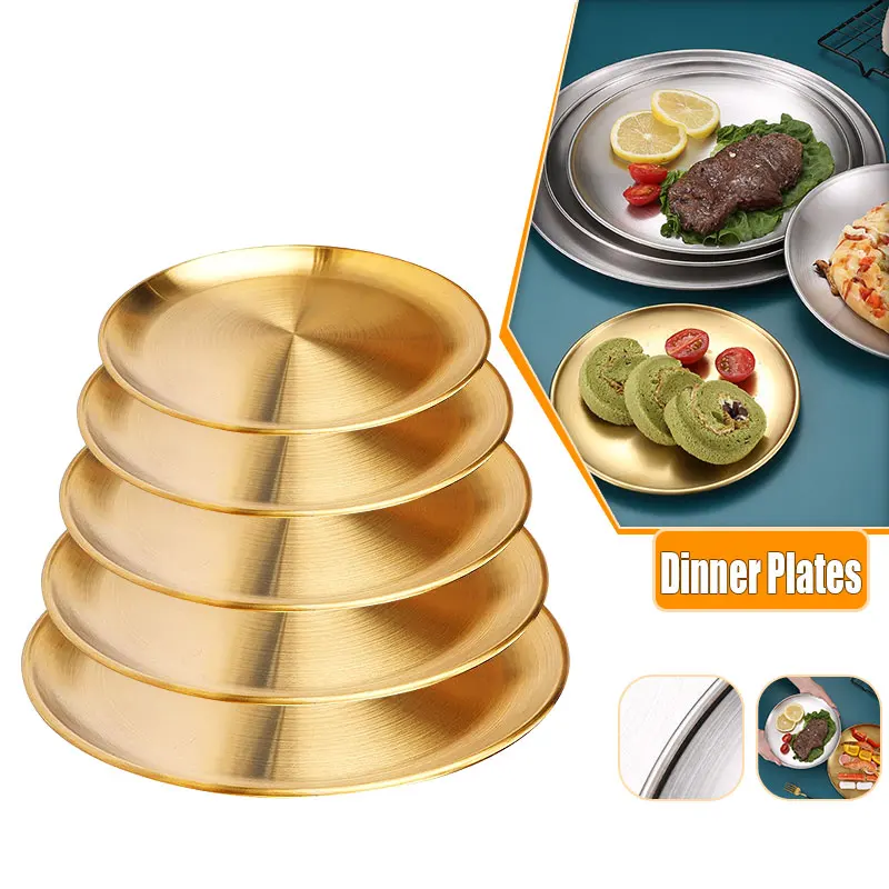 Metal-Round-Plate-Camping-Dishes-Rust-Proof-Stackable-Food-Serving ...