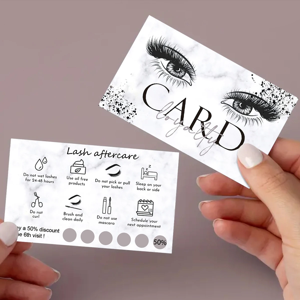 50Pcs/lot Marble Eyelash Aftercare Card Lash Business Card Lash ...