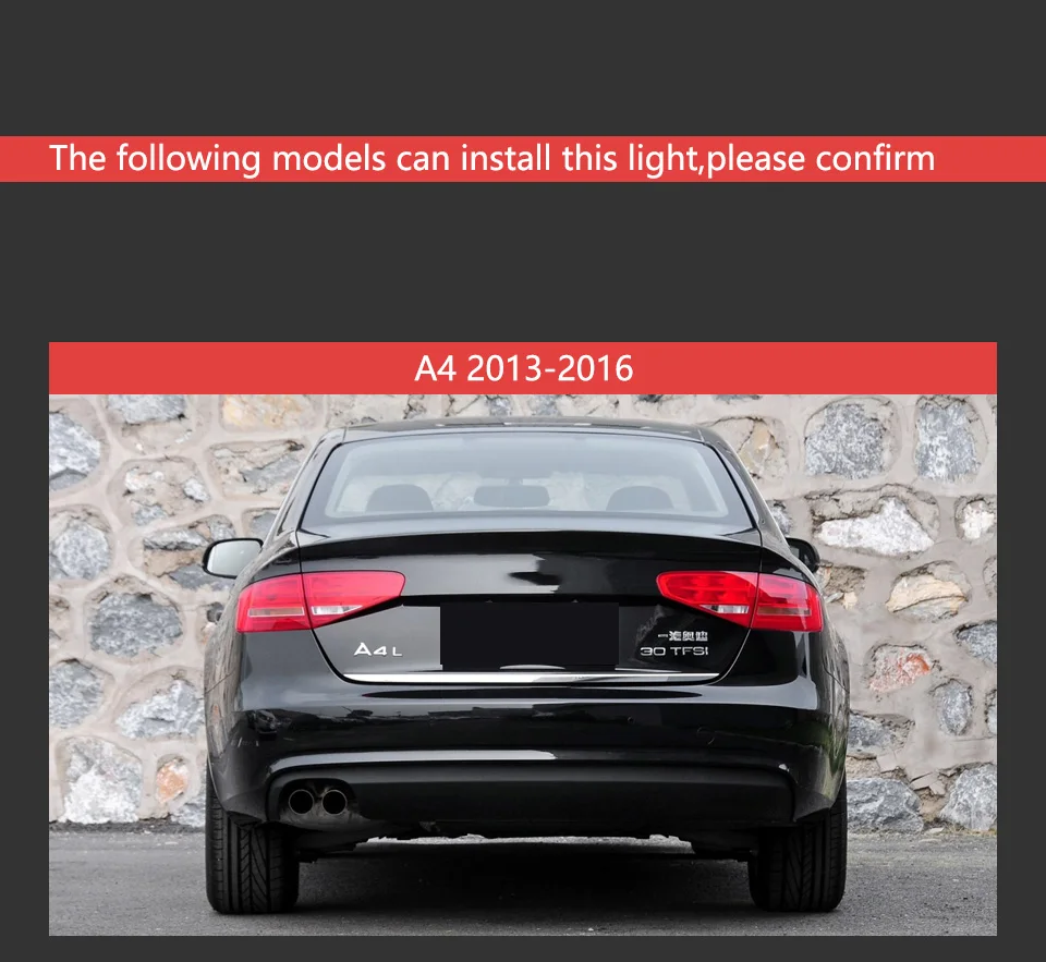 Audi A4 Tail lamp light 2013-2016 A4 Tail Light LED DRL Dynamic Signal