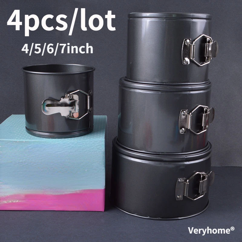 4pcs-set-Round-Shape-Non-stick-Springform-Cake-Mold-Stainless-Steel ...