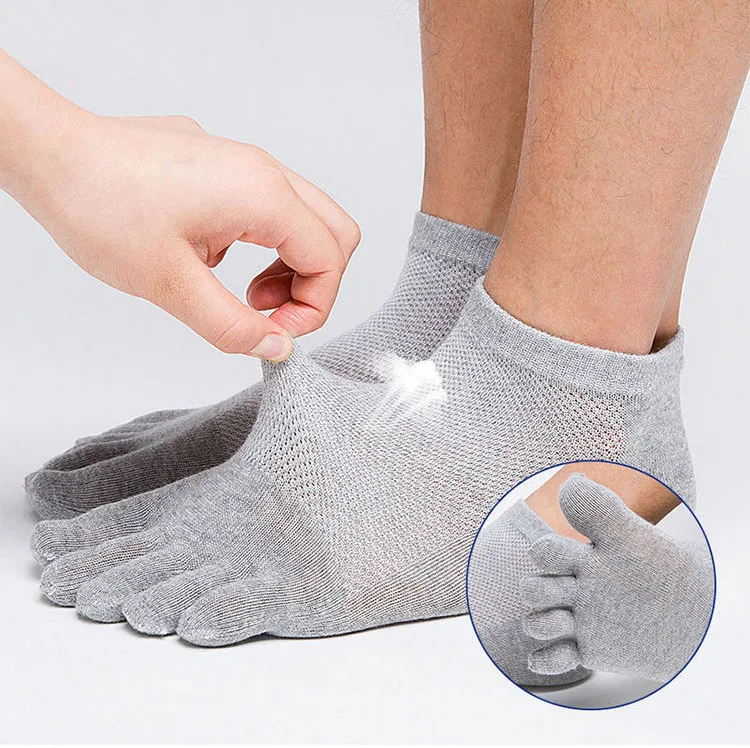 Cotton Five Finger Socks Men Spring Summer Hollow Mesh Five Toe Ankle ...