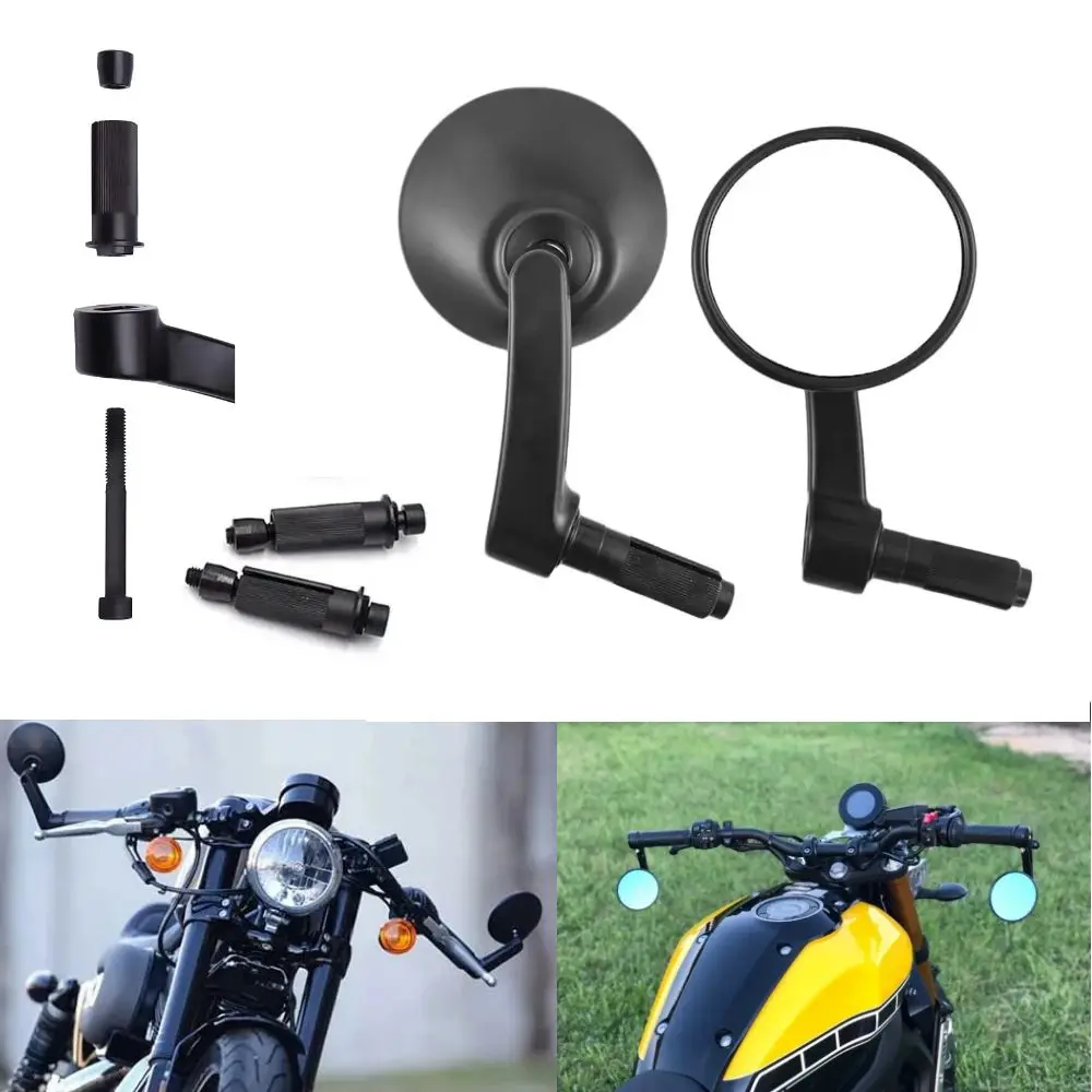 18mm-Motorcycle-Round-Side-Mirror-Handle-Bar-End-Rearview-Mirror-For ...
