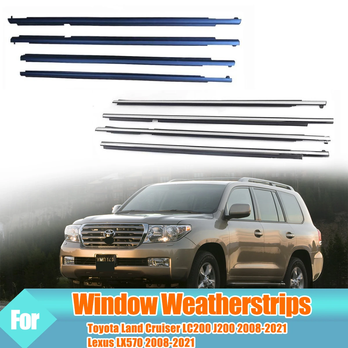 4PCS Car Outer Windows Rubber Weatherstrip Sealing Strip For Toyota ...