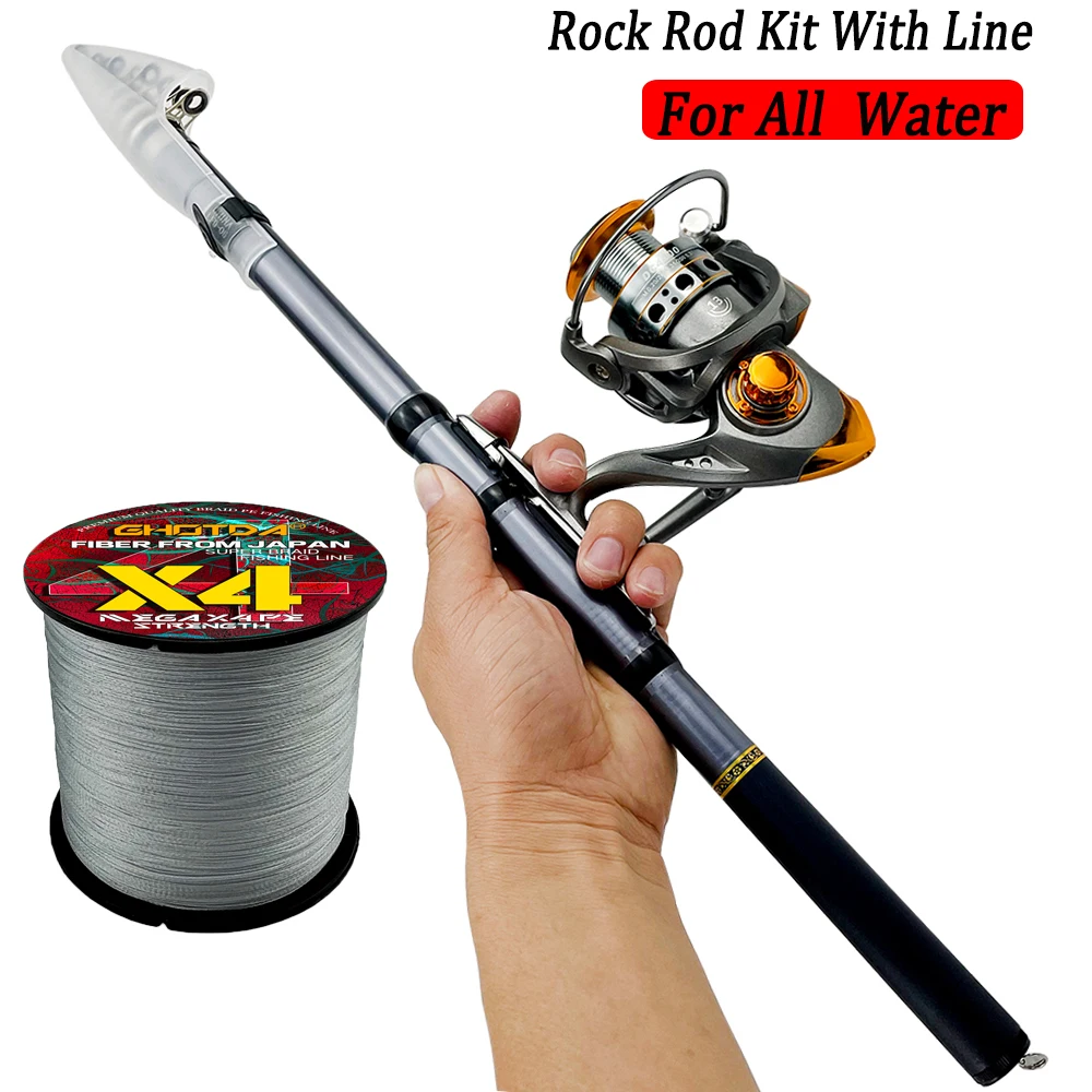 GHOTDA-Short-Telescopic-Rock-Fishing-Rod-Reel-Combo-Carbon-Fiber ...