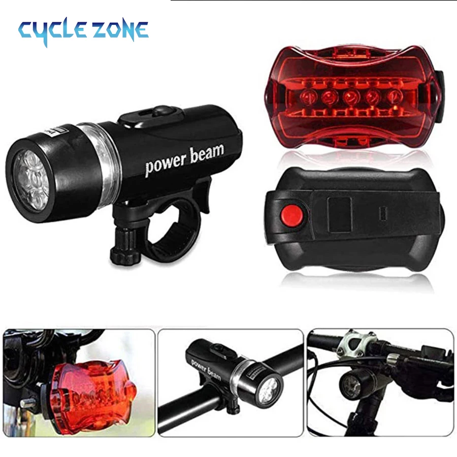 5-LED-Bike-Light-bicicletta-anteriore-posteriore-luce-Set-MTB ...