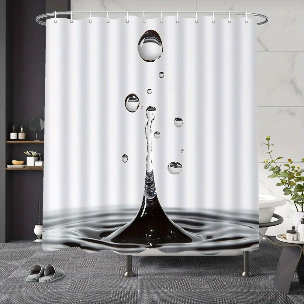 Droplet Splash Shower Curtain - Mid-Air Water Droplet Photo, Rippling ...