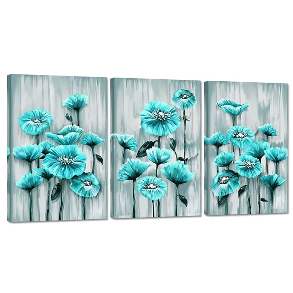 Blue Elegant Poppy Diamond Painting New 2025 Diamond Embroidery 3 Piece ...