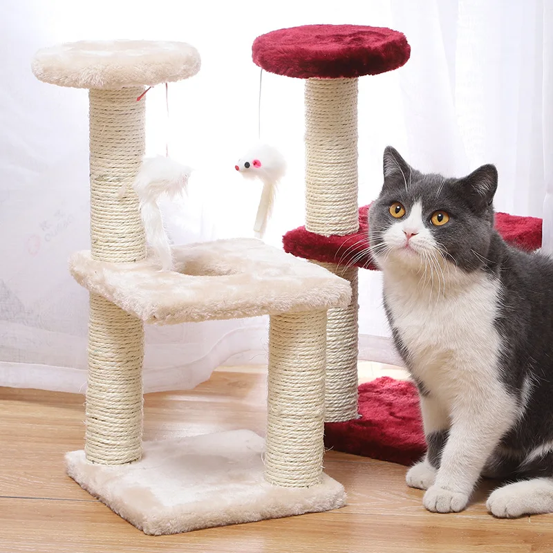 Three-Column-Cat-Climbing-Tree-Frame-Sisal-Cat-Toy-Cat-Platform ...
