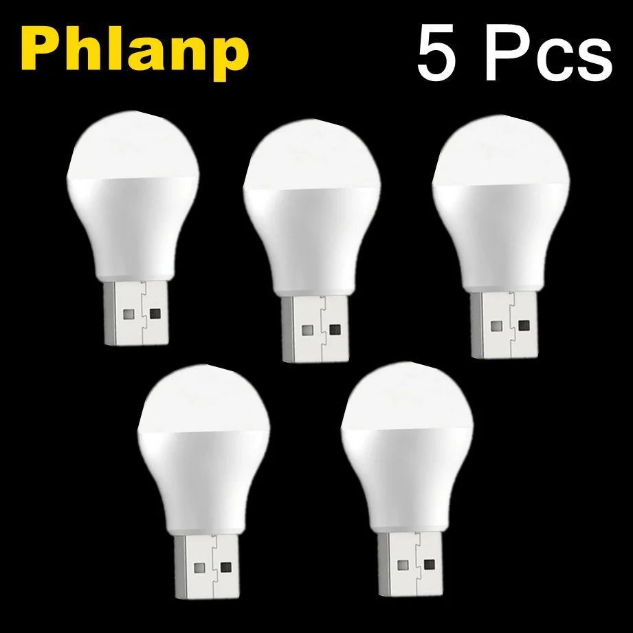 5pcs USB LED Reading Lamp Mini Book Light Camping Night Lights Table ...