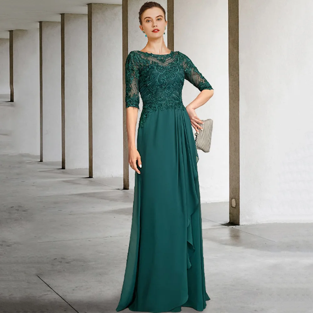 Fashion Half Sleeves Emerald Green Mother's of the Bride Dress A line ...