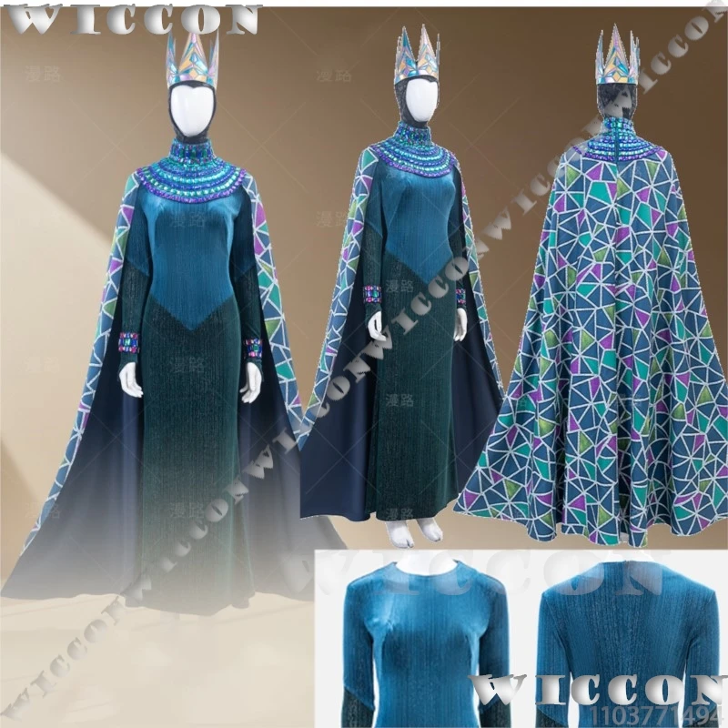 Evil Queen Vicious Stepmother Anime Movie Cosplay Clothes Blue Dress ...