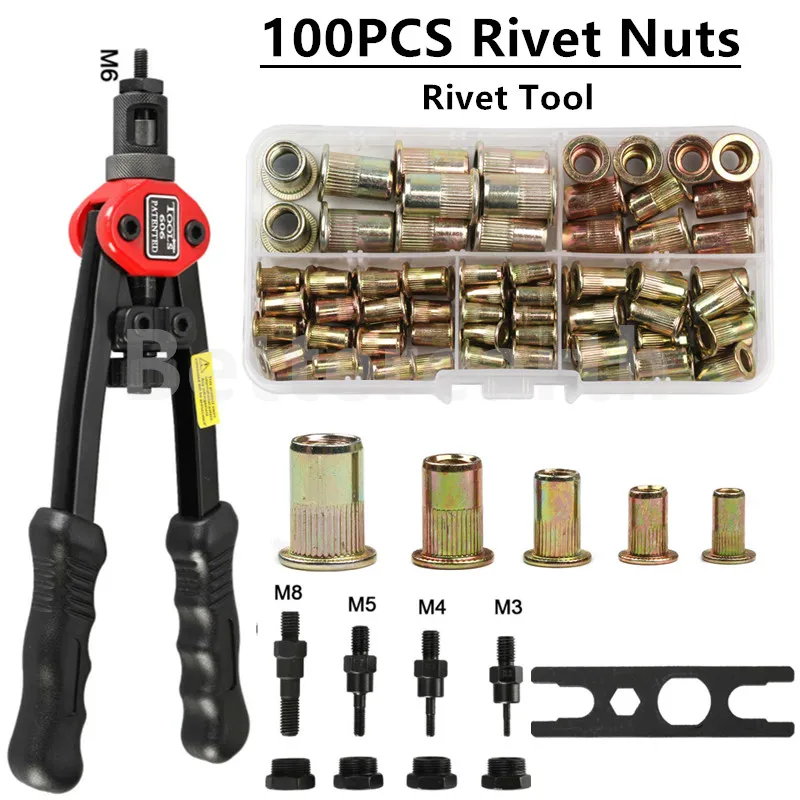 100pcs-Rivet-Nut-Hand-Threaded-Rivet-Nuts-Gun-BT606-M3-M4-M5-M6-M8 ...