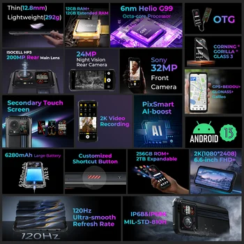 [World Premeire] HOTWAV Cyber 15 Rugged Phone 200MP PixSmart G99 6.6FHD ...