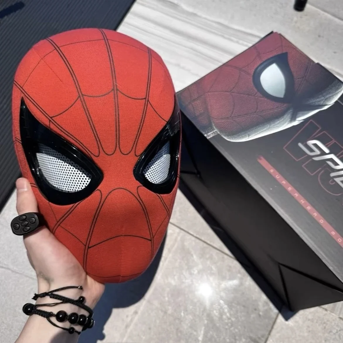 Spiderman-Mask-Eyes-Movable-Remote-Control-Spiderman-Mask-Peter-Parker ...