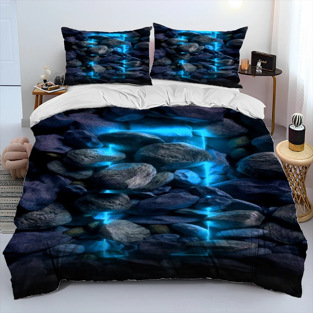 3D-Color-Stone-Pebble-Comforter-Bedding-Set-Duvet-Cover-Bed-Set-Quilt ...