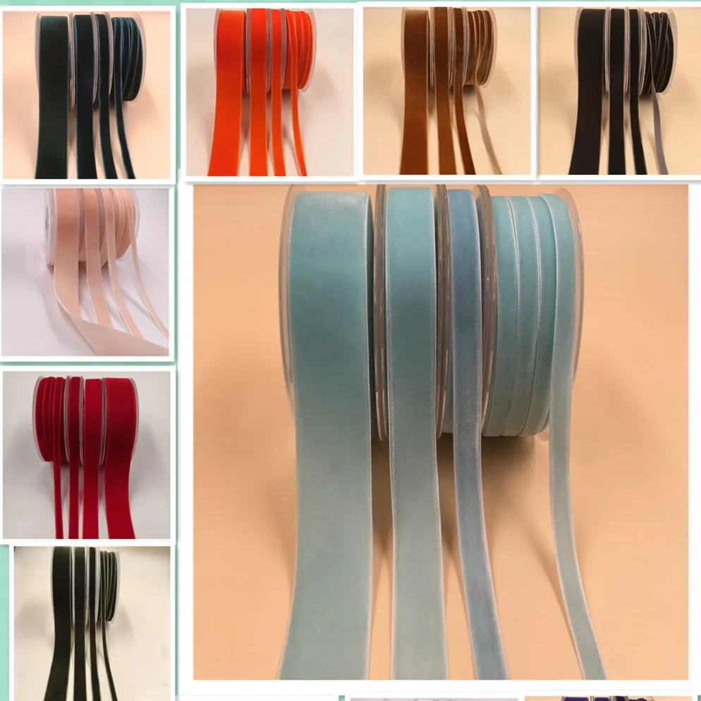 5yards-6mm-9mm-16mm-25mm-Quality-Soft-Velvet-Ribbon-Single-Face-Wedding ...