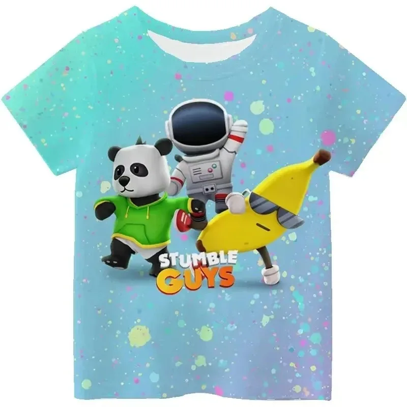 Stumble Guys Kids T-shirts Games Short Sleeve Tops Casual Y2k Girl Boy ...